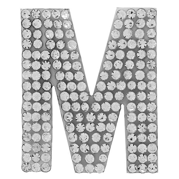 Rhinestone Alphabet "M" Iron On Applique Patch Crystal 1 1/2 ...