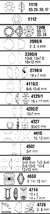 Colors / Size Charts - Rhinestone Shapes | Dreamtime Creations