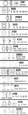 Colors / Size Charts - Rhinestone Shapes | Dreamtime Creations